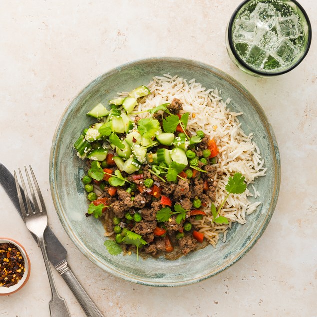 15-Minute Spicy Chinese Cumin Lamb with Sesame Cucumber & Rice - My ...