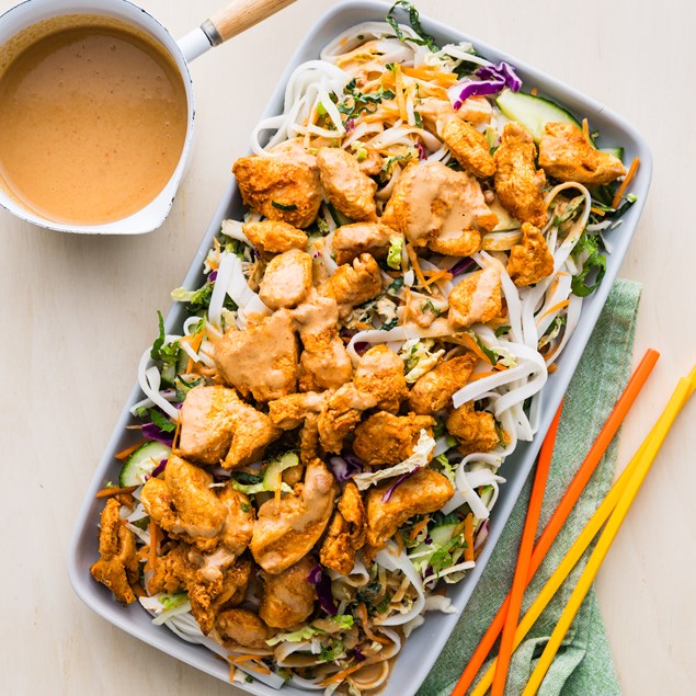 20-Minute Chicken & Rice Noodle Salad with Peanut Dressing - My Food Bag