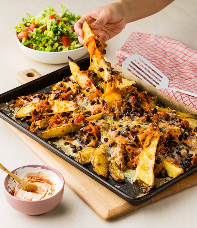 Cheesy Mexi Chicken Loaded Wedges with Sour Cream - My Food Bag