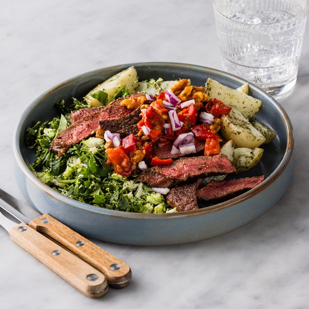 Peri Peri Beef Rump & Herby Garlic Potatoes with Capsicum Salsa - My ...