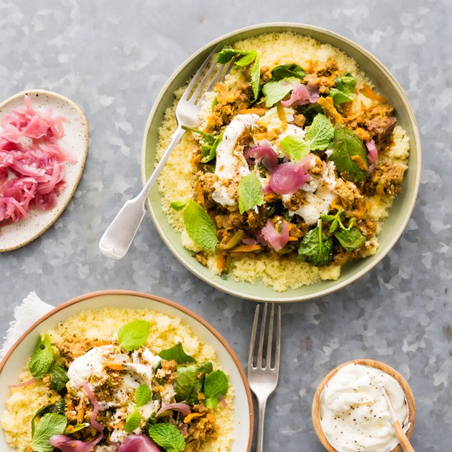 10-Minute Saucy-Style Moroccan Beef with Couscous & Yoghurt - My Food Bag
