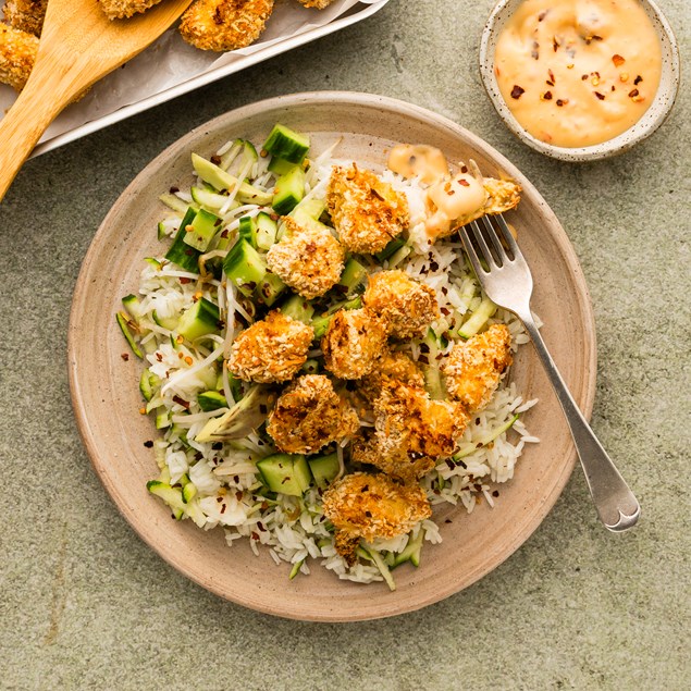 Crispy Popcorn Chicken with Rice & Avocado Salad - My Food Bag