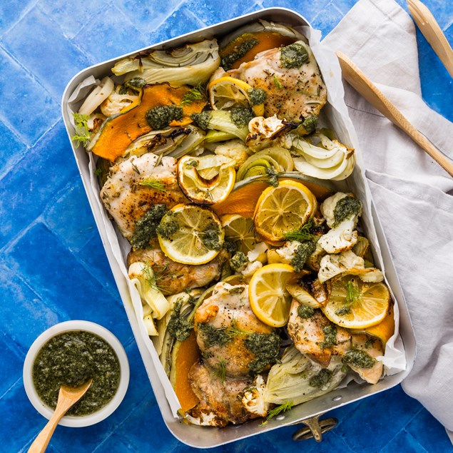 One-Pan Tuscan Chicken with Fennel & Salsa Verde - My Food Bag