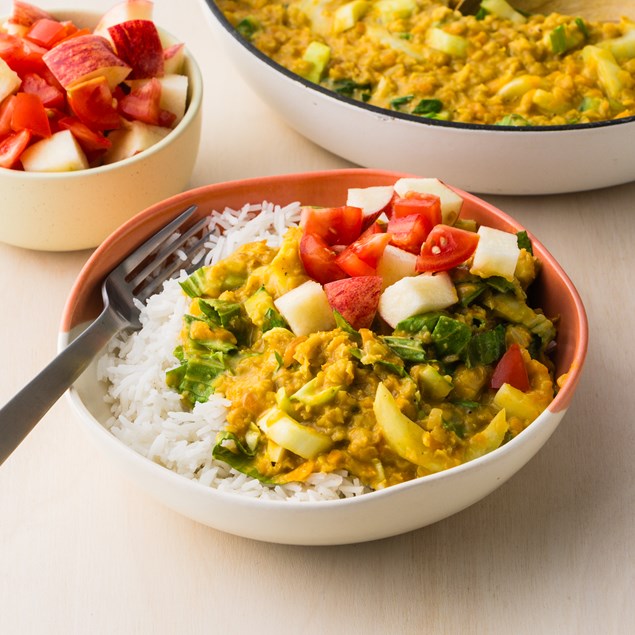 Best Ever Red Lentil Dhal with Apple Salsa & Basmati - My Food Bag