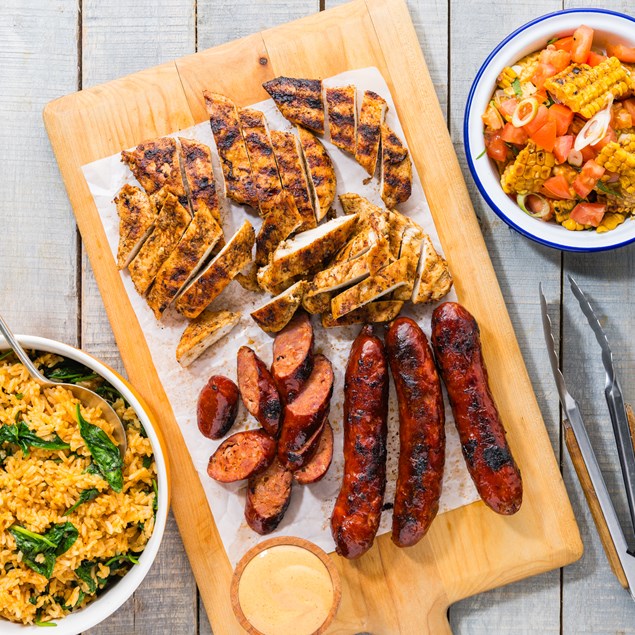 Double Protein Spanish-Style BBQ Chicken & Chorizo with Charred Corn ...