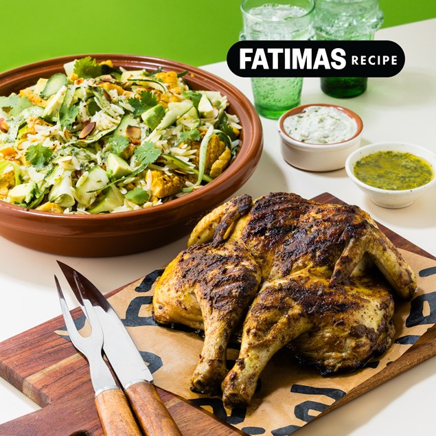 Fatima's BBQ Butterflied Chicken with Garlic Sauce & Courgette Corn ...