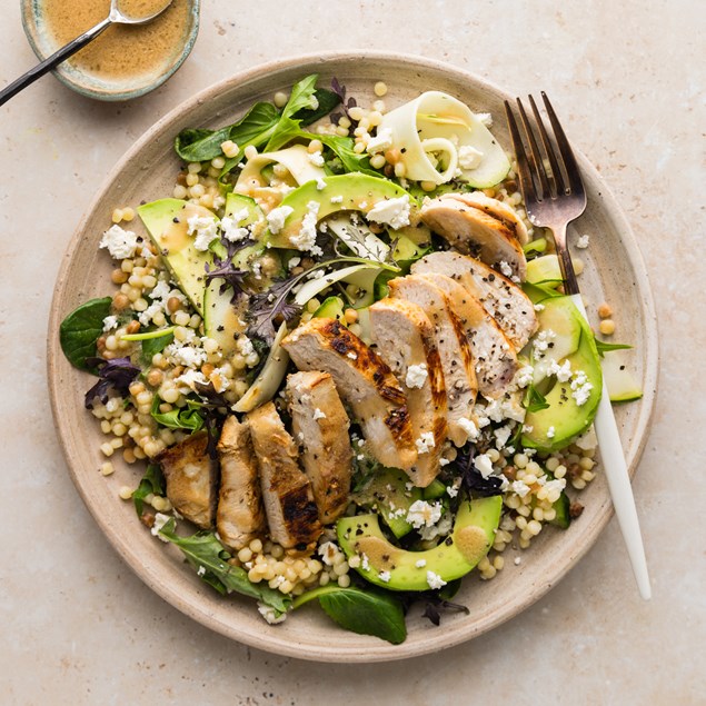 Lemon & Garlic Grilled Chicken with Umami Dressed Fregola Salad - My ...