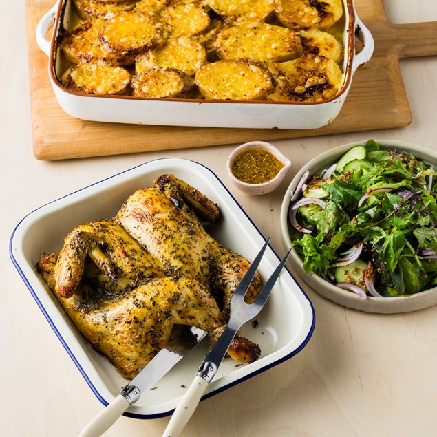 Butterflied Roast Chicken with Potato Gratin - My Food Bag