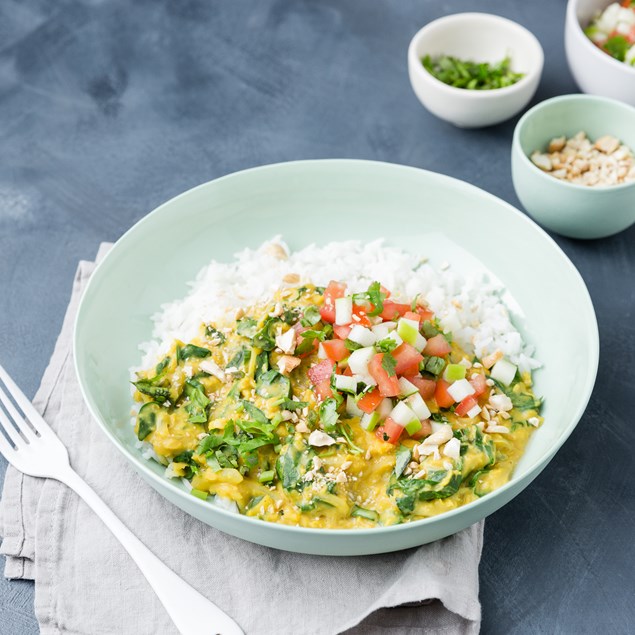 Red Lentil Dhal with Rice and Apple Salsa - My Food Bag