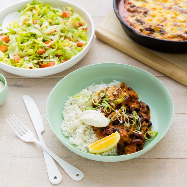 CHEESY BEAN CHILLI AND RICE - My Food Bag